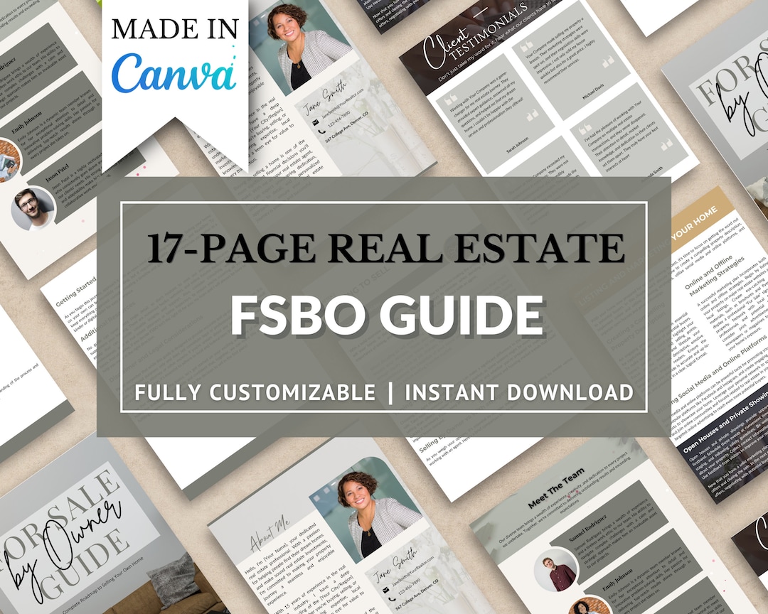 Real Estate Marketing Templates, for Sale by Owner Guide, FSBO Packet ...