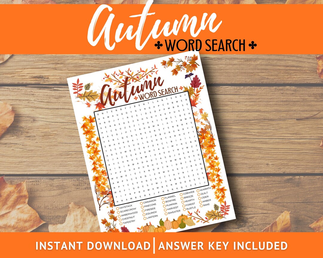 Fall Printable Word Searches With Answer Keys | Autumn Classroom ...