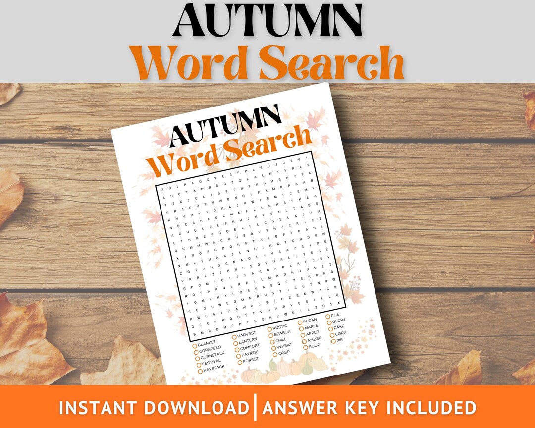 Autumn-themed Printable Word Search Puzzle | Fall Learning Activities ...