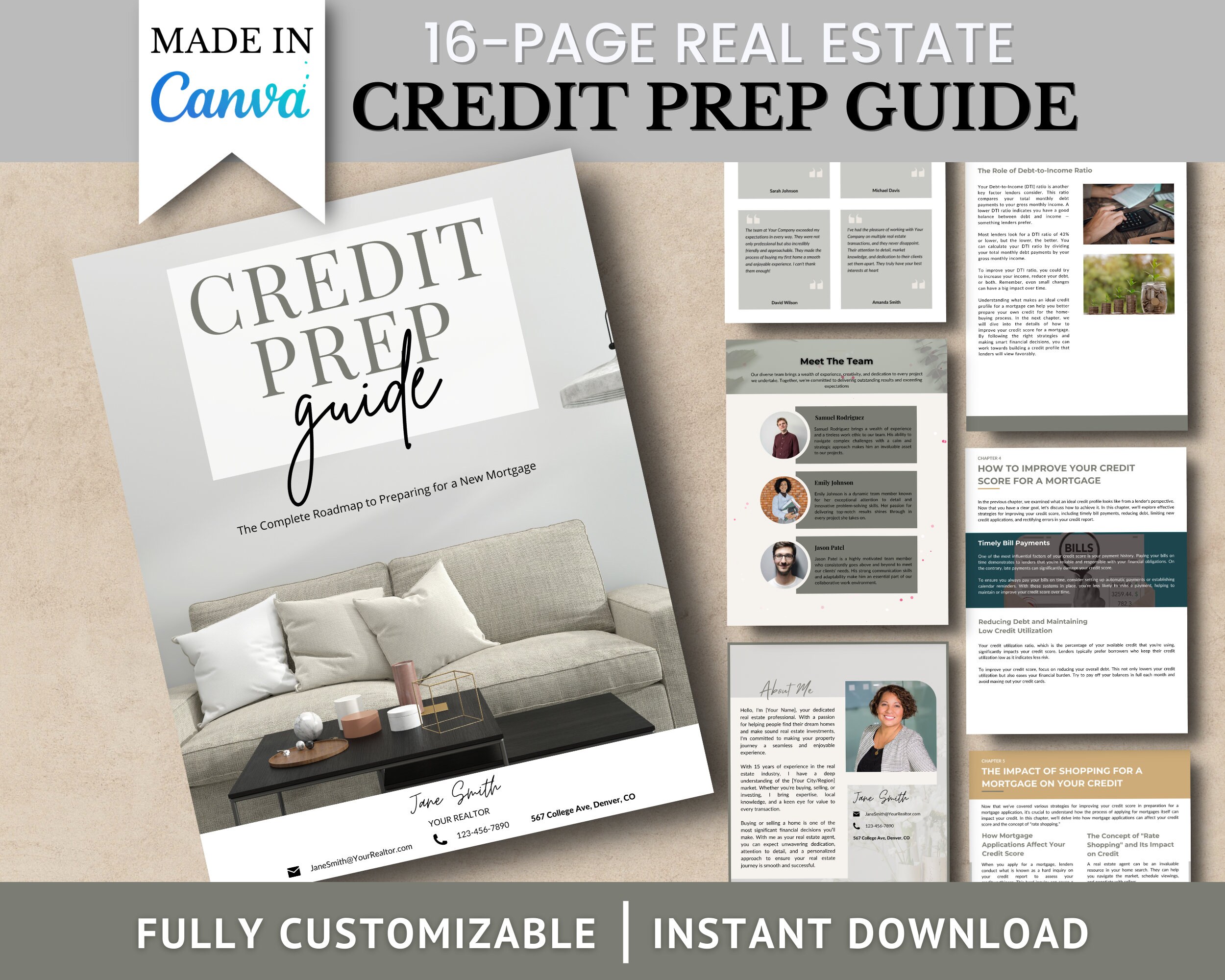 Real Estate Marketing Credit Prep Guide, Buyer Seller Packet, Canva ...