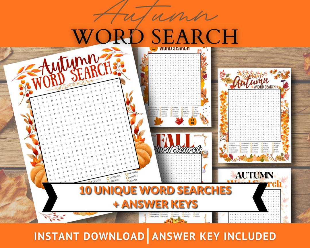 10-pack Printable Fall Word Searches for Kids & Adults | Autumn ...