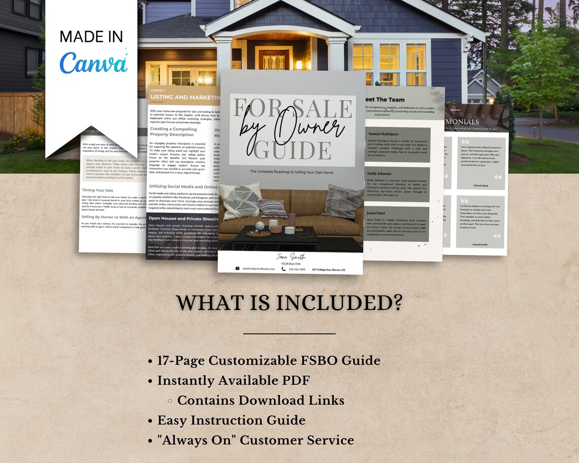 Real Estate Marketing Templates, for Sale by Owner Guide, FSBO Packet ...