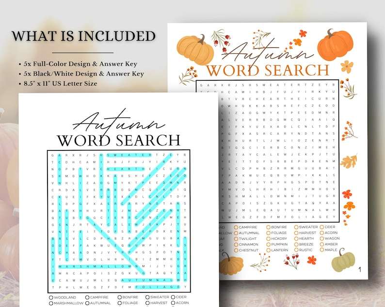 Autumn Printable Word Searches for Kids & Adults | Fall Activity Sheets ...