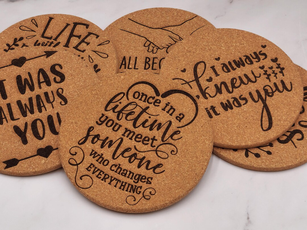 Set of 6 Thoughtful Stylish Round Cork Drink Coasters, Home Decor Gift ...