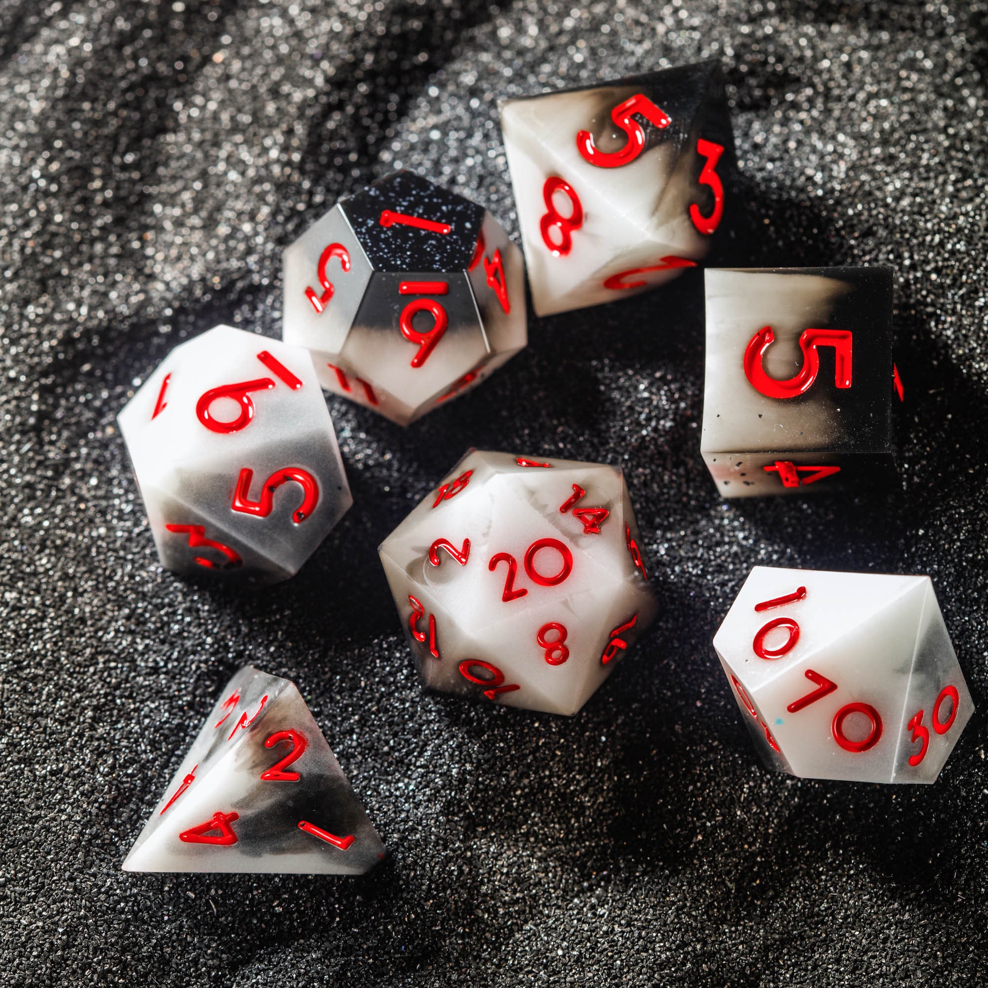 Black Red Dice, D&D Dice Set, Dungeons and Dragons Dice Set, D20 D6 ...
