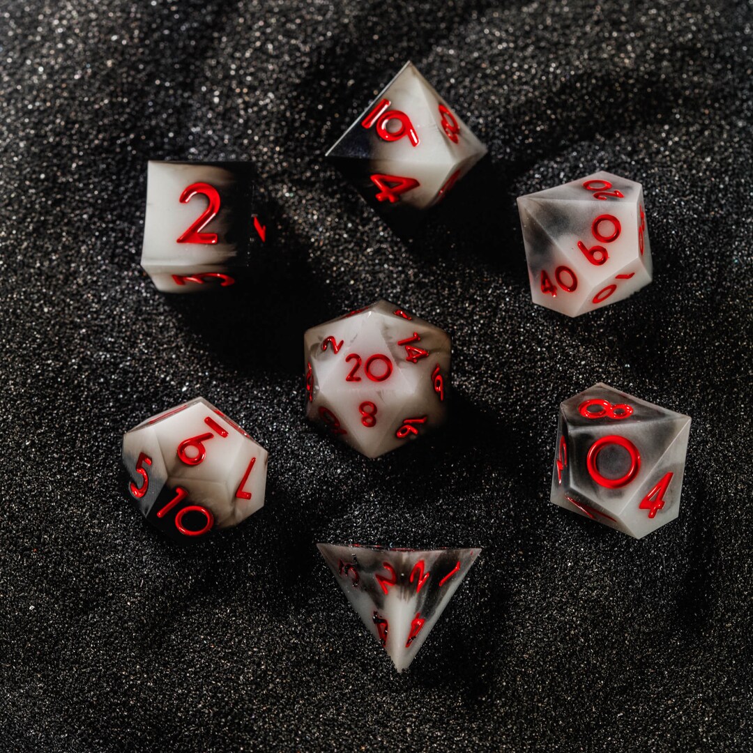 Black Red Dice, D&D Dice Set, Dungeons and Dragons Dice Set, D20 D6 ...