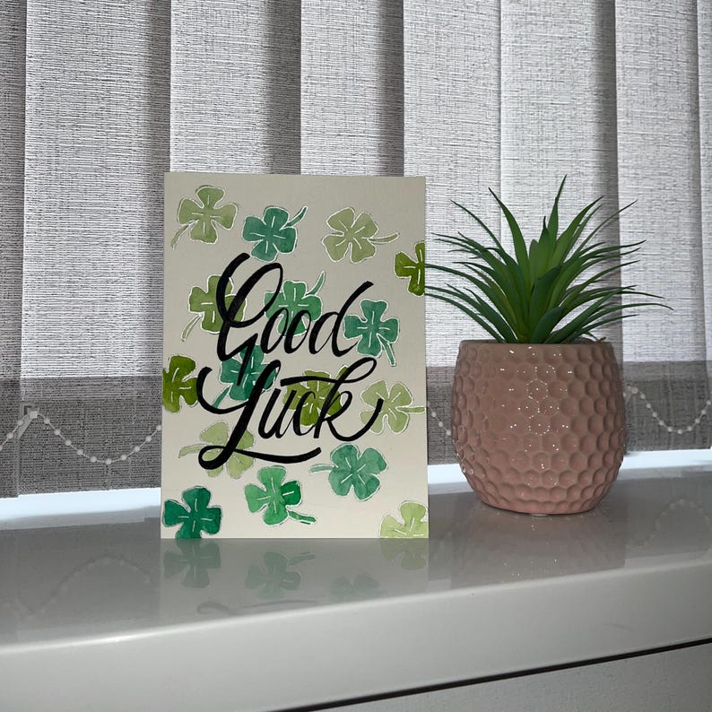 Hand-painted Good Luck Card - Etsy