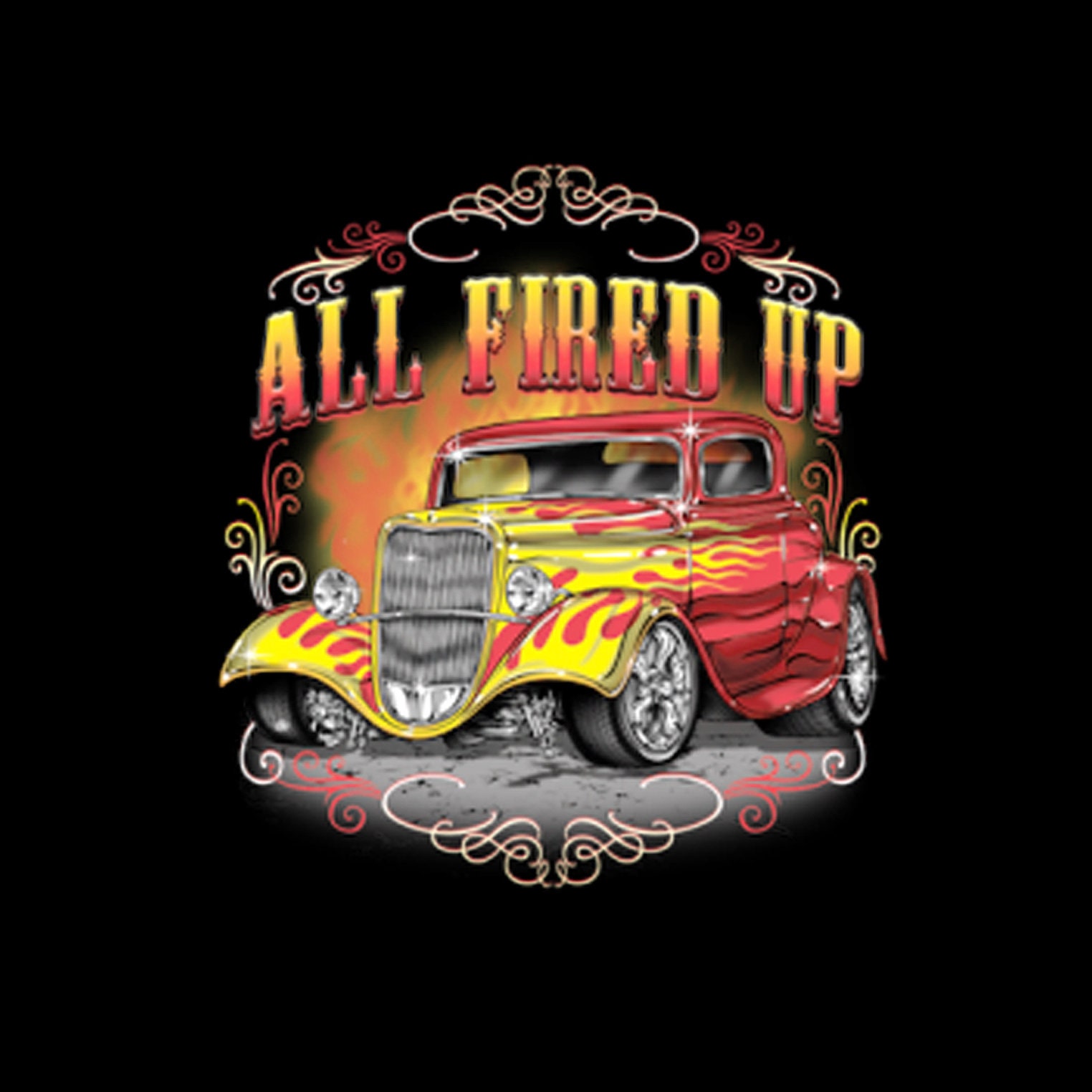 All Fired up Classic Hot Rod Graphic T-shirt - Etsy