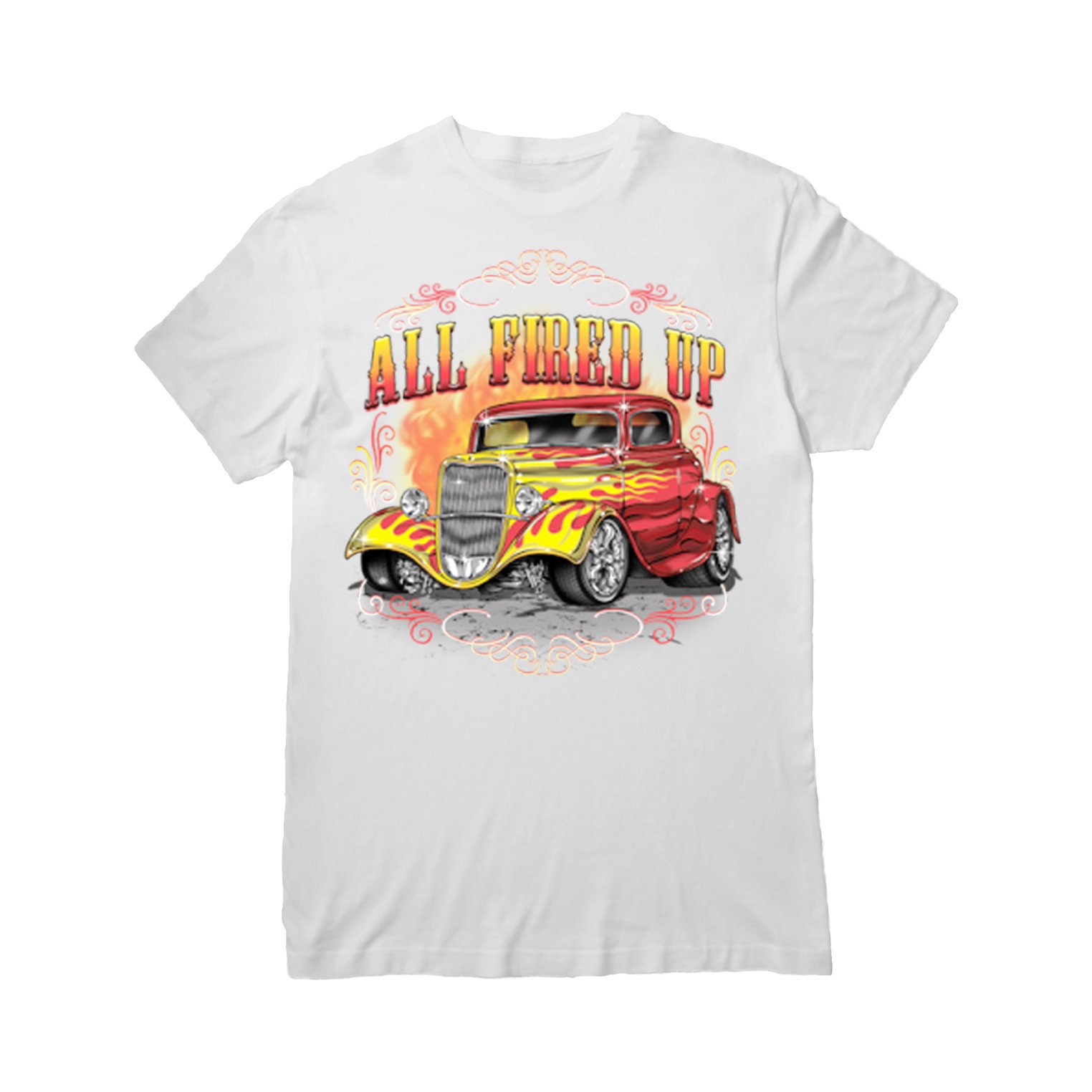 All Fired up Classic Hot Rod Graphic T-shirt - Etsy