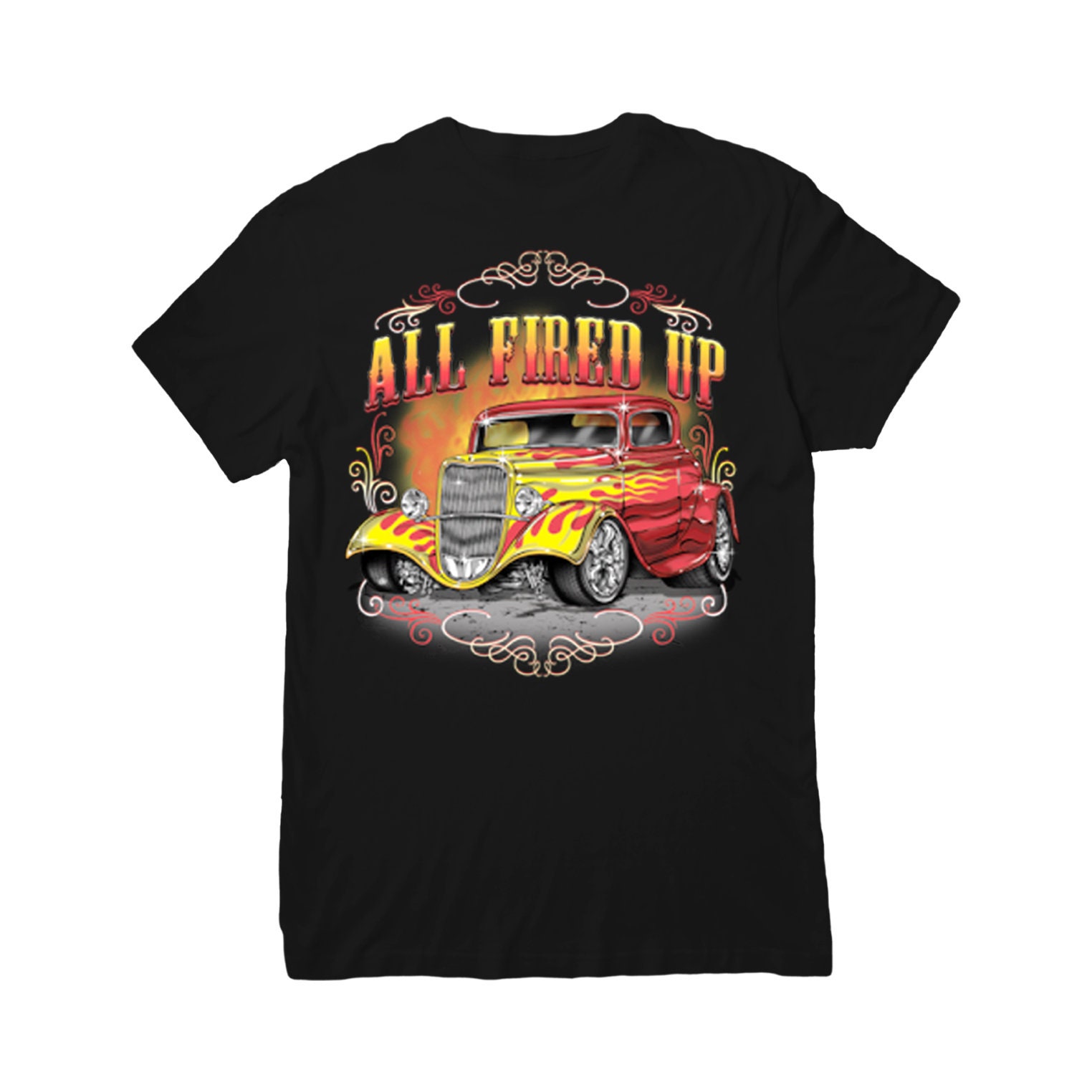 All Fired up Classic Hot Rod Graphic T-shirt - Etsy