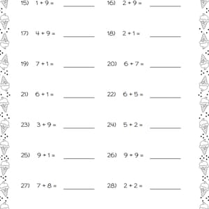 40 Printable Single Digit Addition Worksheets for Kids Ages 5-8 Math ...
