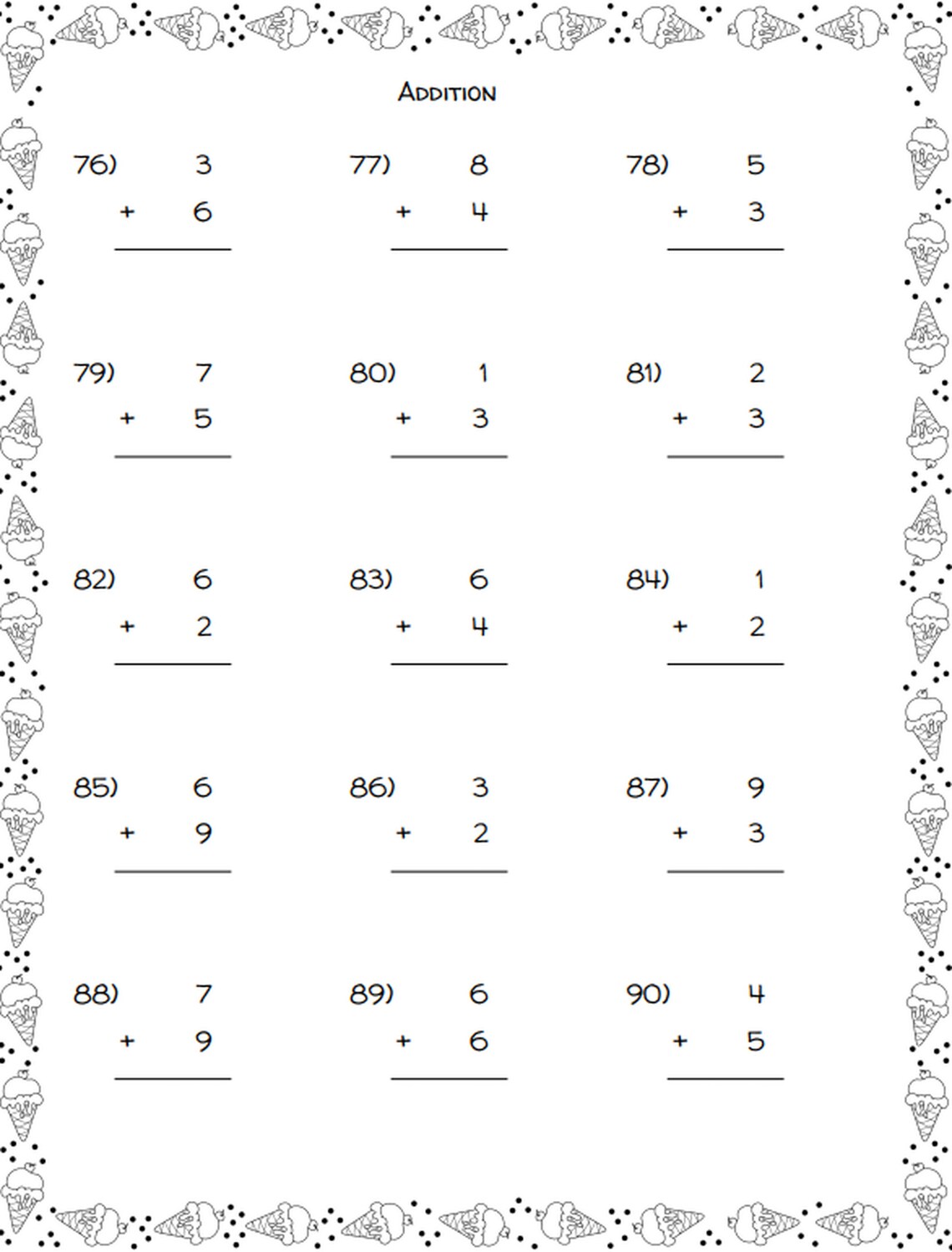 40 Printable Single Digit Addition Worksheets for Kids Ages 5-8 Math ...