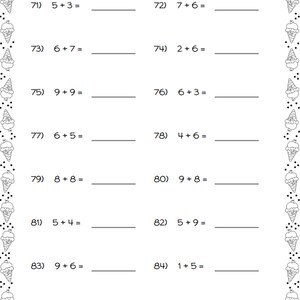 40 Printable Single Digit Addition Worksheets for Kids Ages 5-8 Math ...