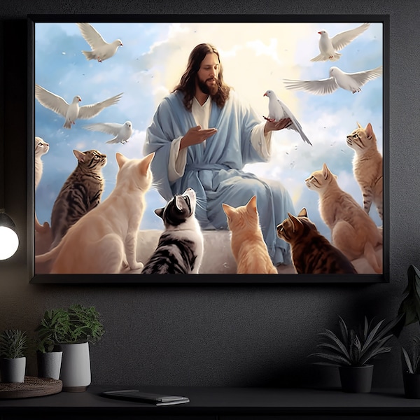 Jesus With Cat - Etsy