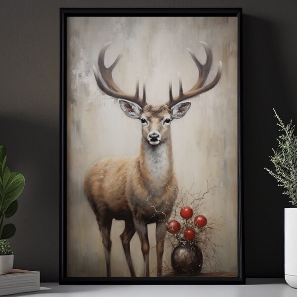 Reindeer Painting - Etsy