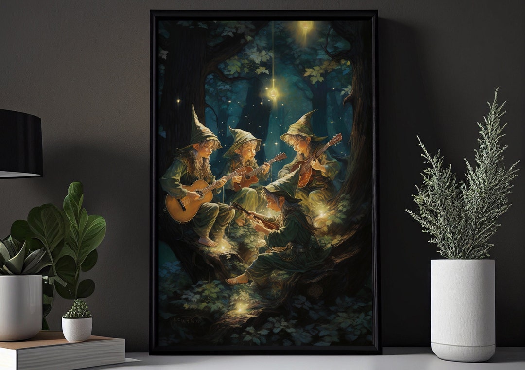 Elves' Starlight Orchestra Painting Elves Canvas Print - Etsy