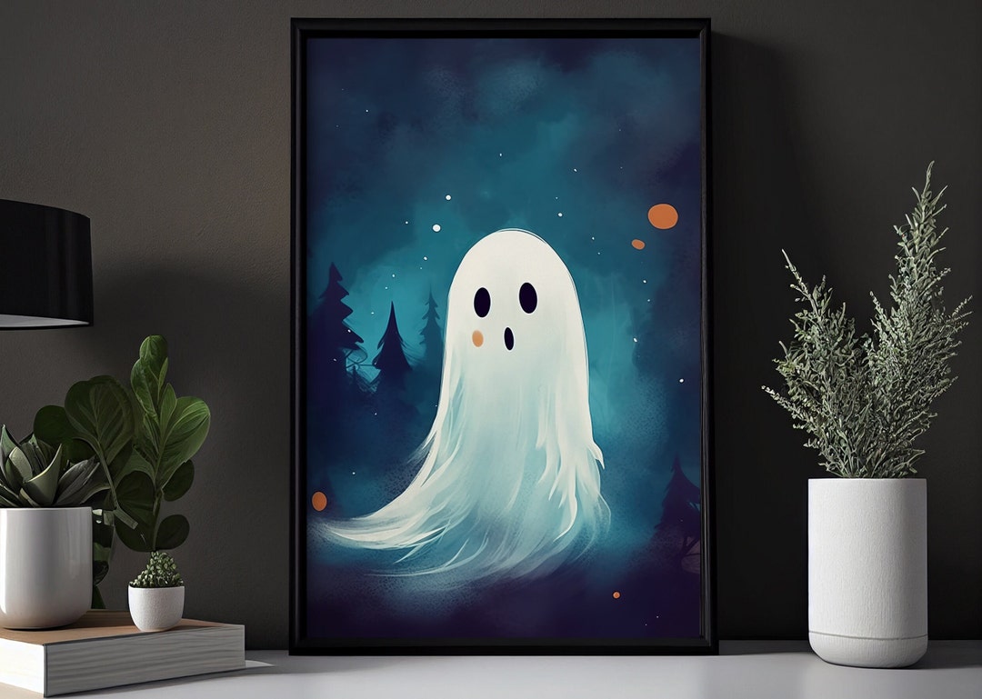Cute Ghost Moonlight Wall Art Print Dark Academia Ghost - Etsy