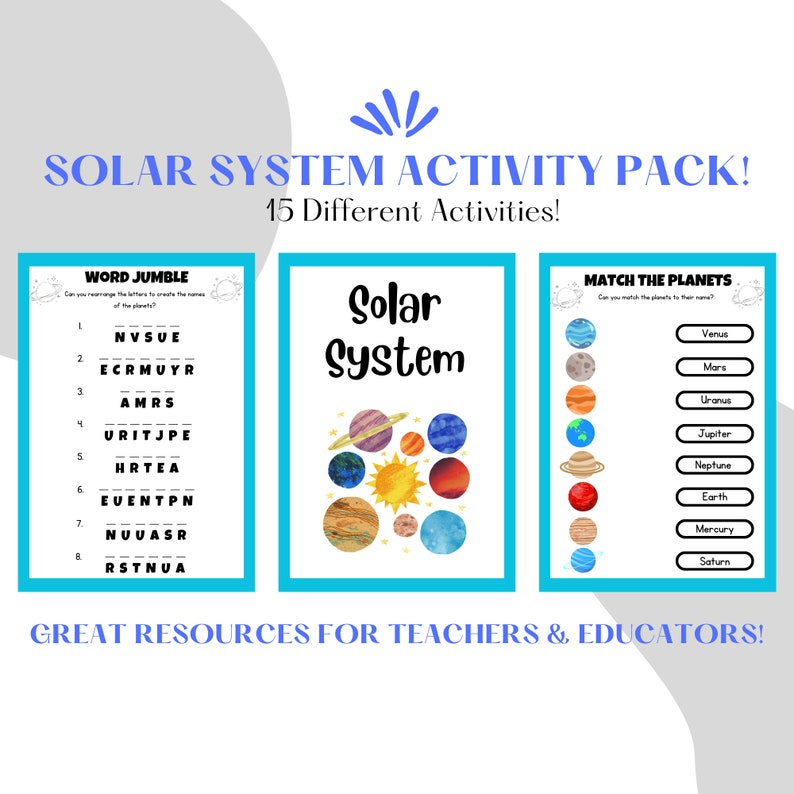 Solar System Activity Pack | Educational Resources | Learning Packs - Etsy