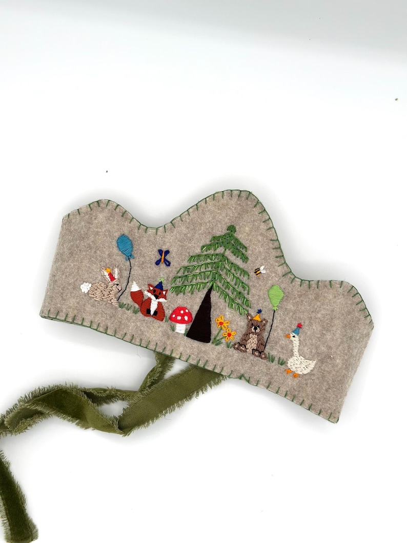 Embroidery Woodland Birthday Crown - Etsy