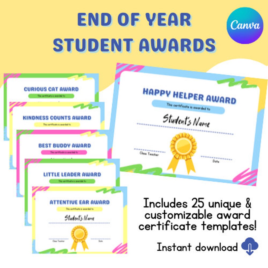 Customizable End of Year Student Awards - Etsy