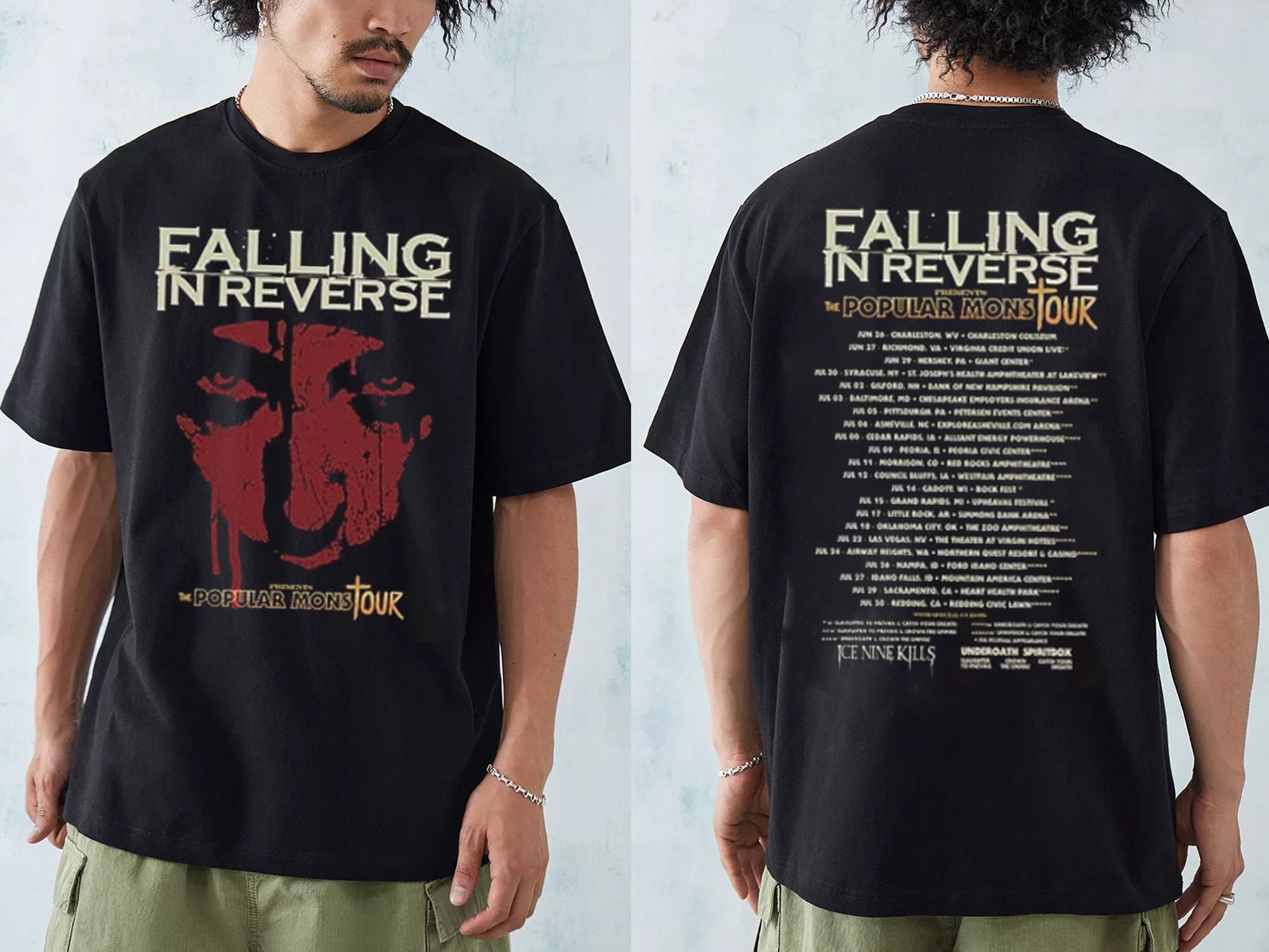 Vintage Falling In Reverse The Popular Mons Tour 2023 T-Shirt, Falling ...