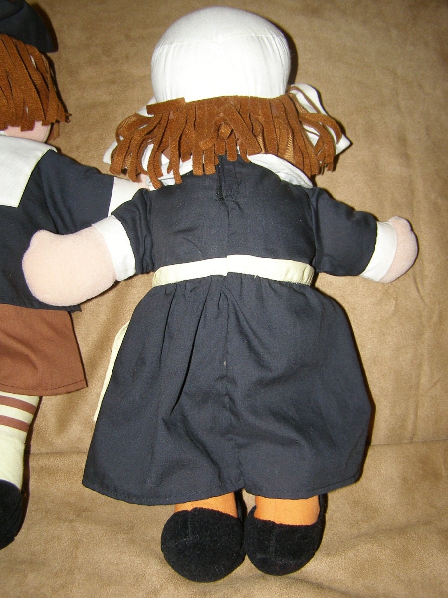 Vintage 1996 Gibson Greetings Set of 2 Stuffed Pilgrims Girl & Boy Very ...