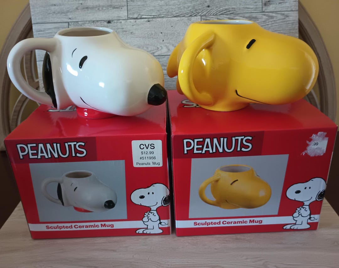 Set of Snoopy and Woodstock Ceramic Head Mugs New in Boxes - Etsy