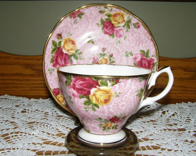 Royal Albert Old Country Roses Dusky Pink Lace Teacup & Saucer ...