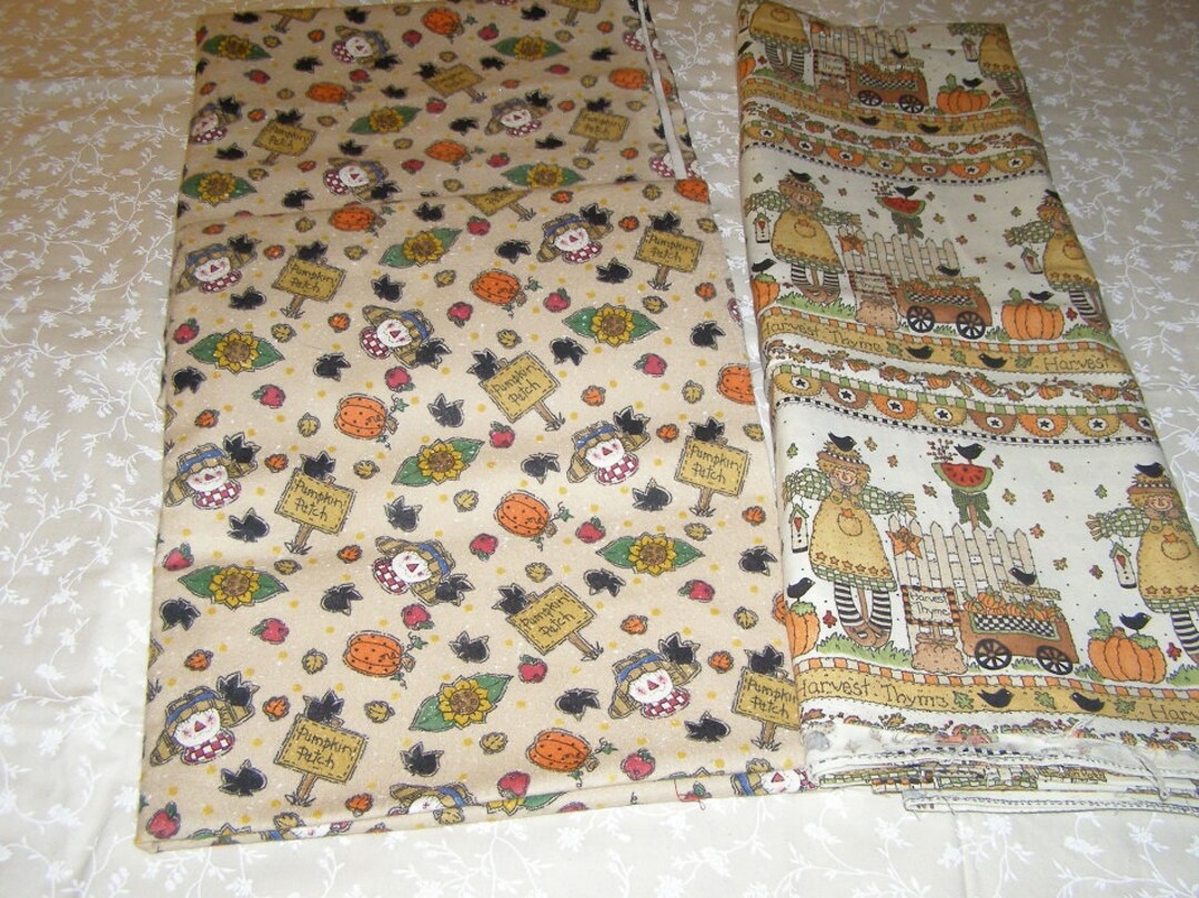 Lot of 3 Pieces of Autumn Fabric Linda Stubbs ' Harvest Time & Pumpkin ...