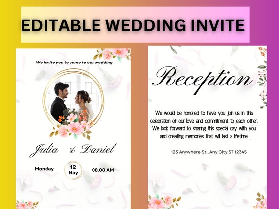 Caricature Theme Doctor Wedding Invitation Card With Floral, 41% OFF