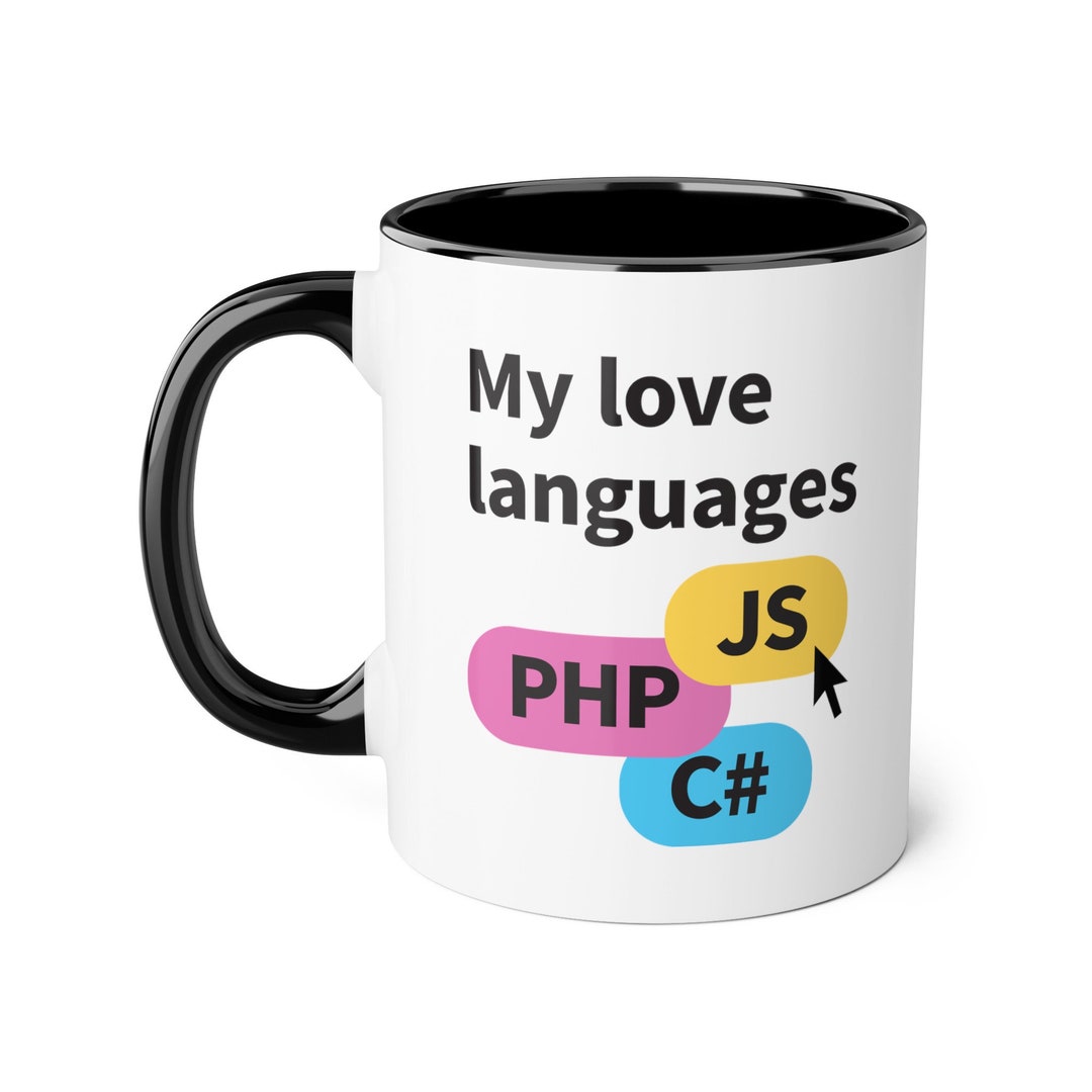 My Love Languages JS PHP and C3 Accent Mugs, 11oz - Etsy