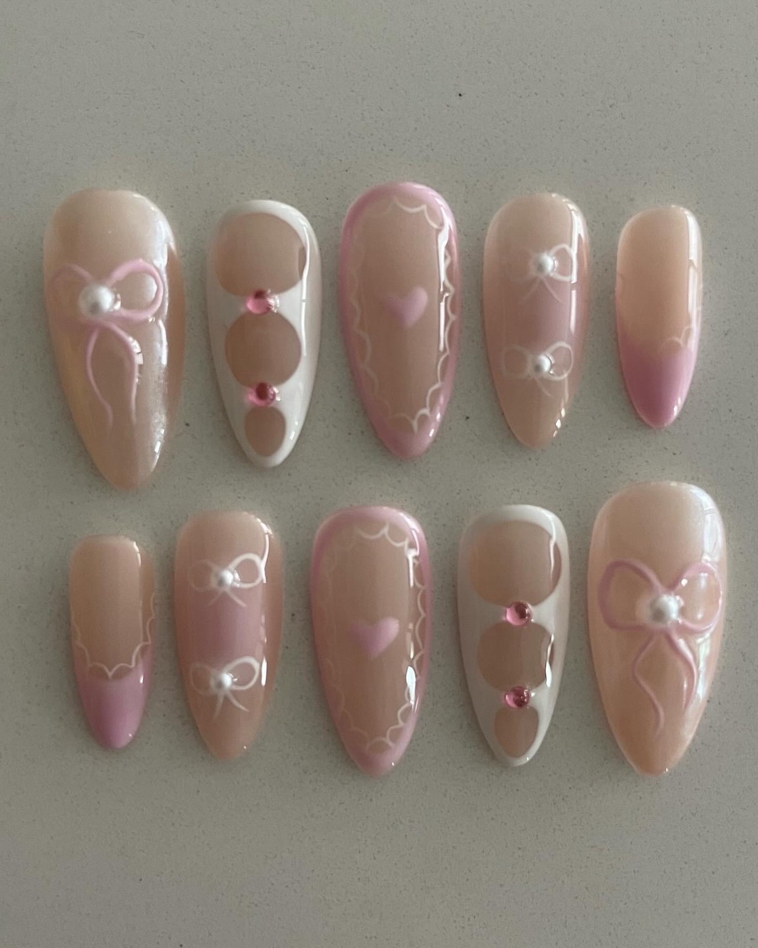 Pink Coquette Press-on Nails Custom Press-ons - Etsy