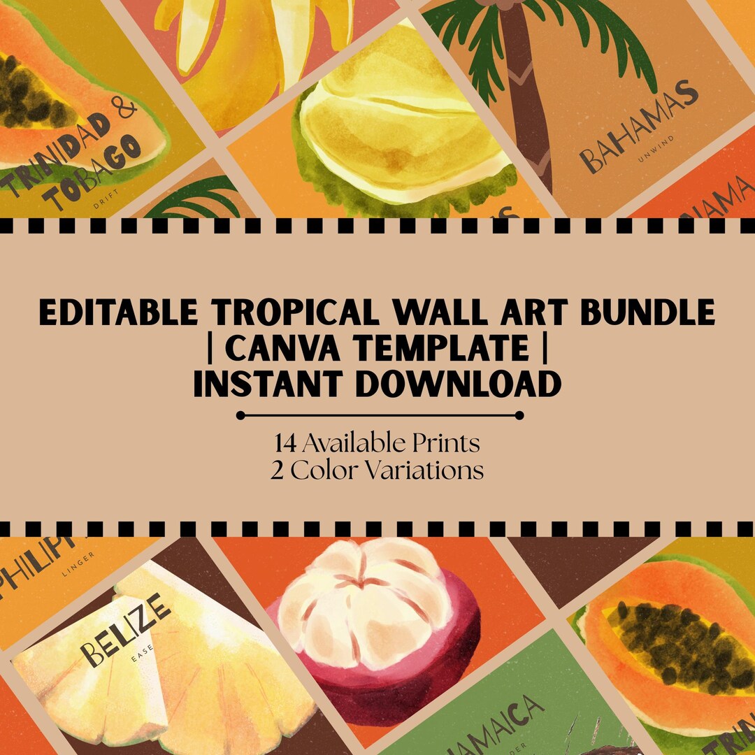 Editable Tropical Quote Wall Art Bundle | Beachy Printable Decor ...