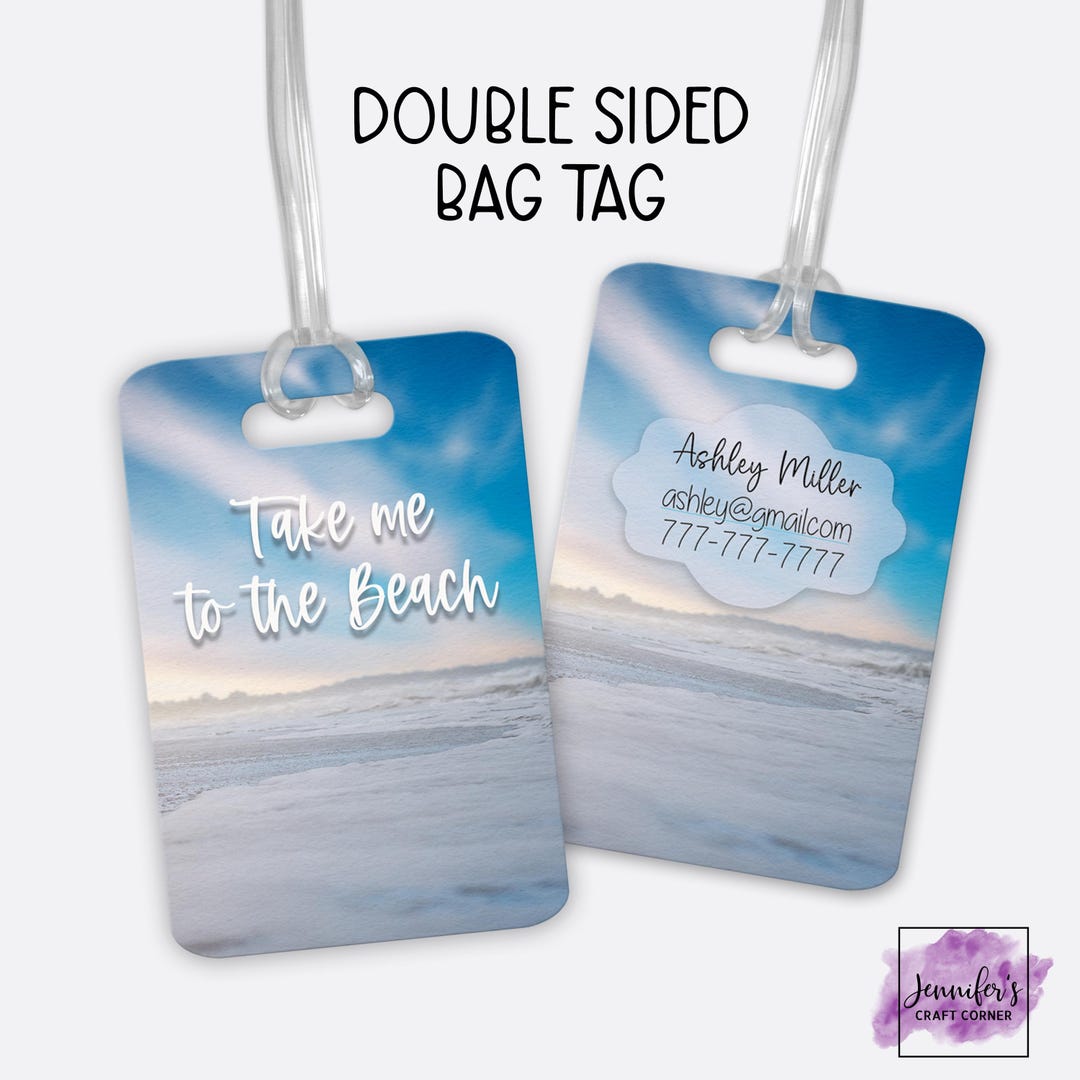 Beach Trip Personalized Double Sided Luggage Tag 4x3"- Beach Bag Tag ...