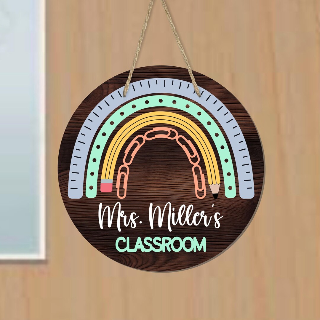 Personalized Teacher Welcome Door Sign, Teacher Room Name Sign, Custom ...