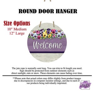 Pansy Welcome Sign: Spring Floral Door Hanger, Sizes 10" or 12" - Etsy