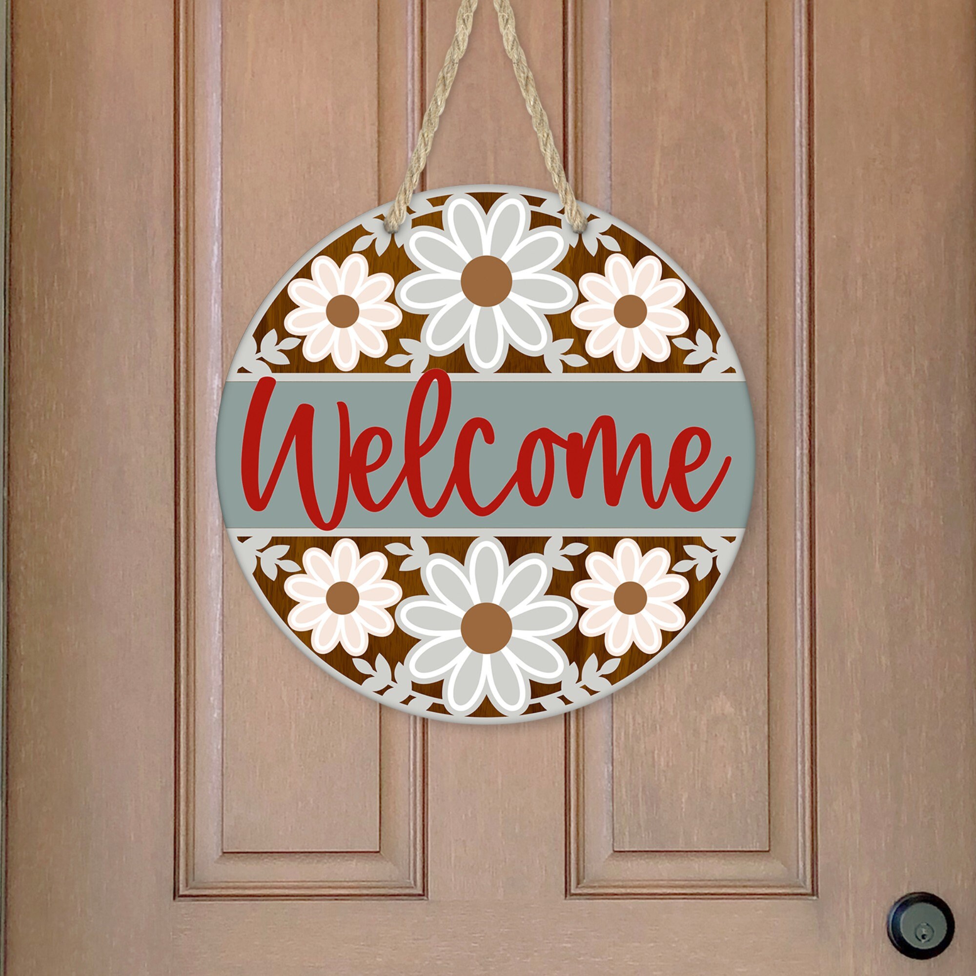 Welcome Front Door Sign, Floral Round Door Hanger, New Apartment Decor ...