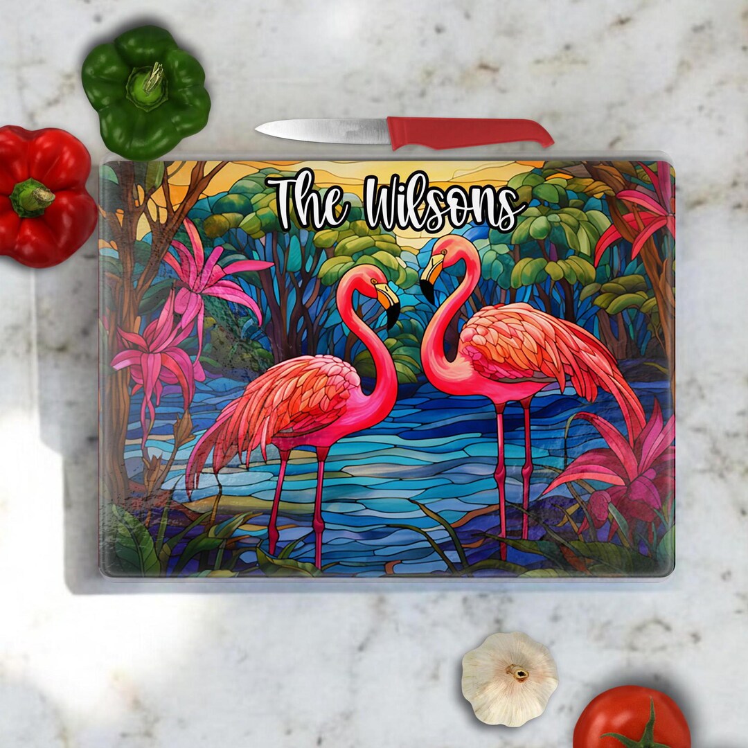 Personalized Flamingo Cutting Board, Flamingo Kitchen Decor, Flamingo ...