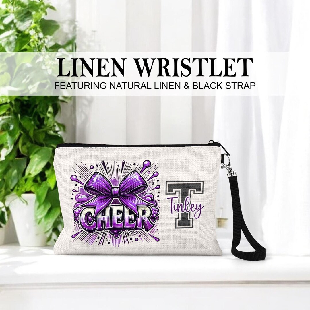 Personalized Cheerleader Makeup Bag, Cheer Wristlet, Cheerleader ...