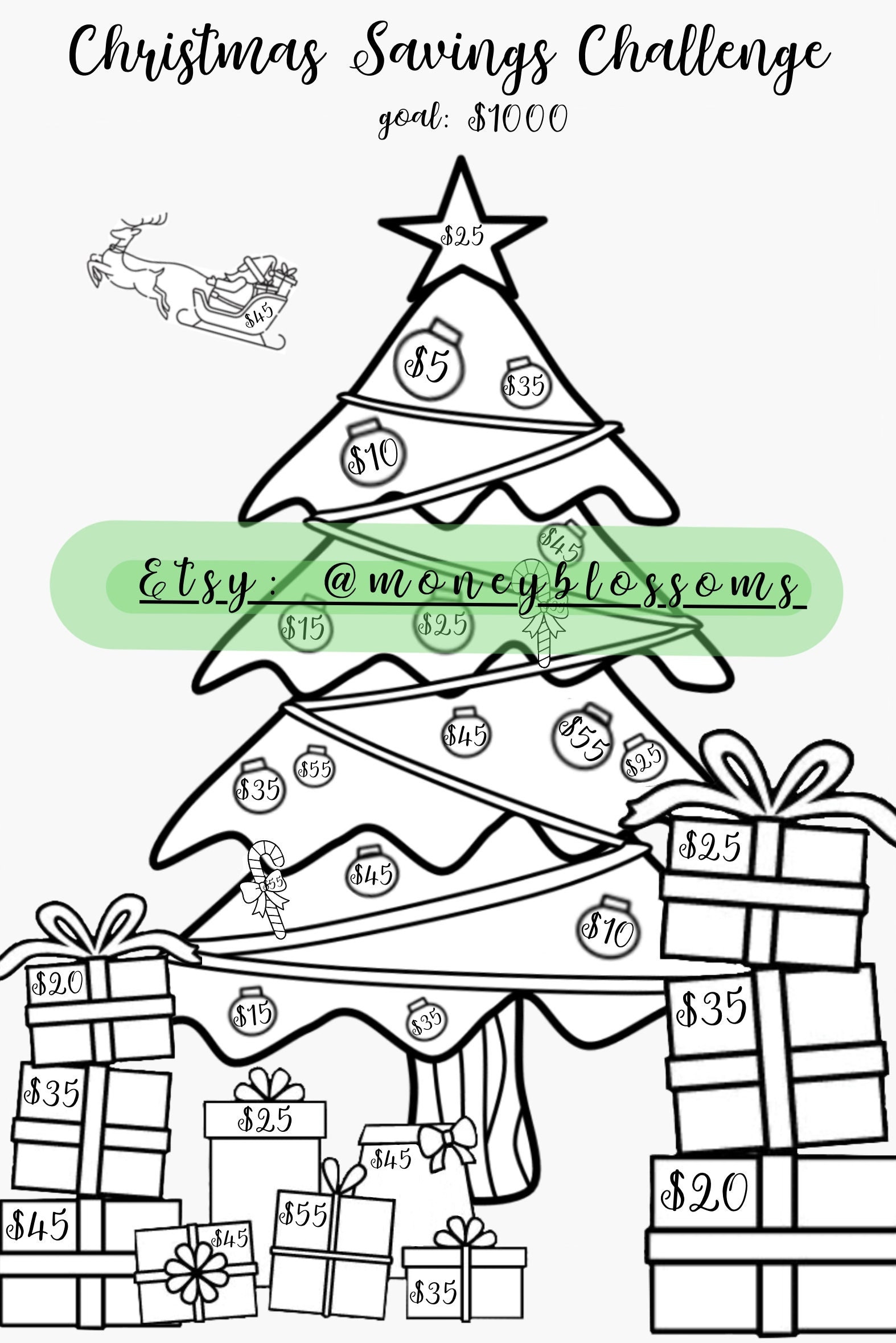 1,000 Dollar Christmas Savings Challenge Budgeting Manifestation ...