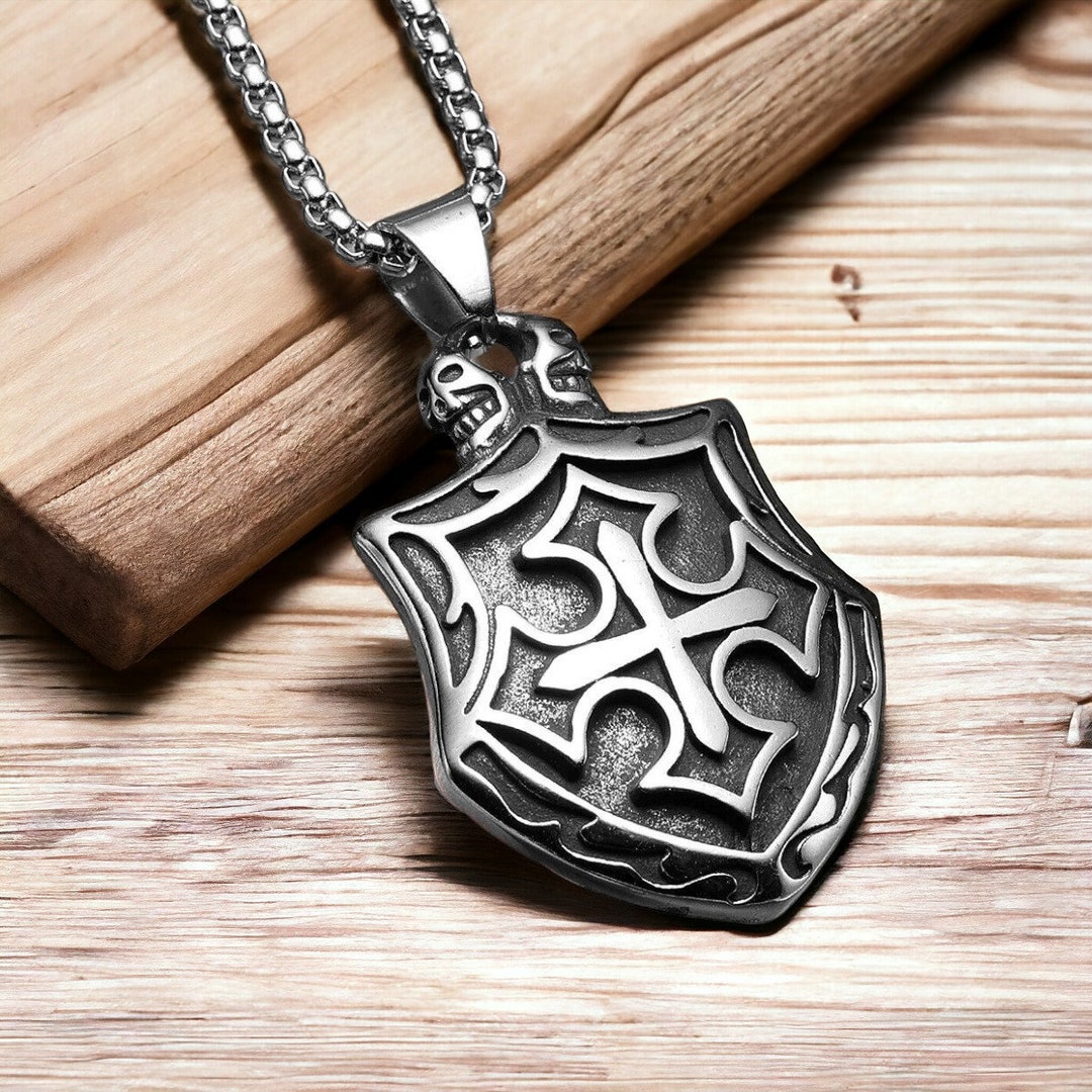 Cross Shield Pendant Necklace/ Knight Templar Necklace/ Crusader ...