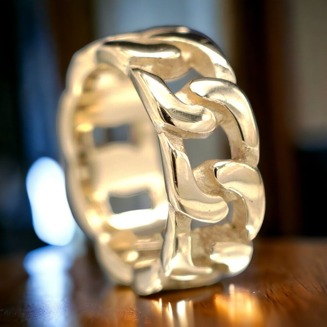 Cuban Chain Ring/ Cuban Link Chain Ring/ Gold Plated Cuban - Etsy