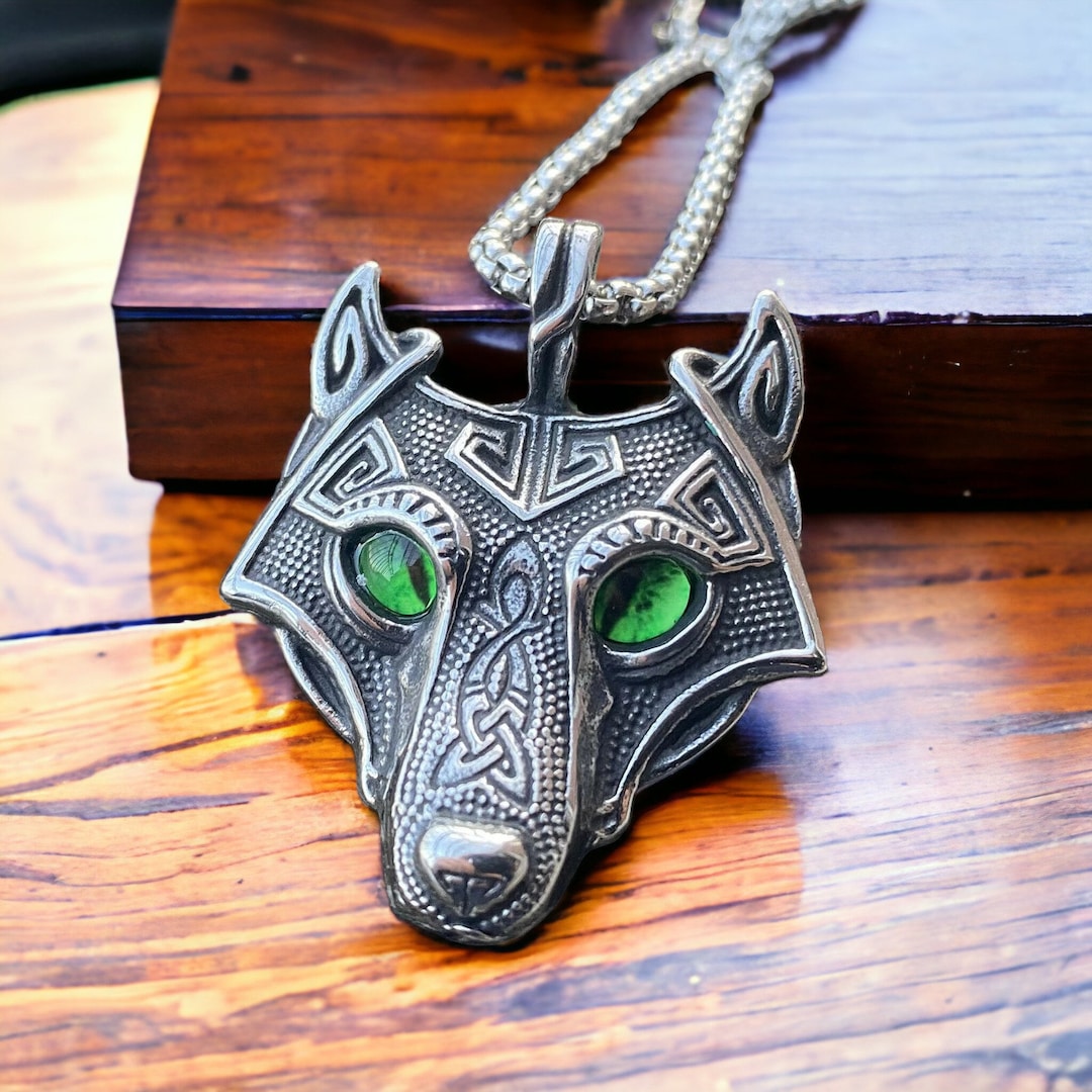 Celtic Wolf Necklace/ Viking Wolf Necklace/ Fenrir Neklace/ Wolf ...