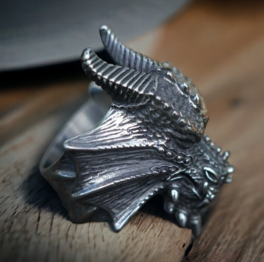 Dragon Ring/ Dragon Head Ring/ Gothic Dragon Ring/ Stainless Steel Ring ...