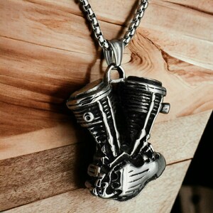 Engine Pendant Necklace/ Motorcycle Club Necklace/ Biker Necklace ...