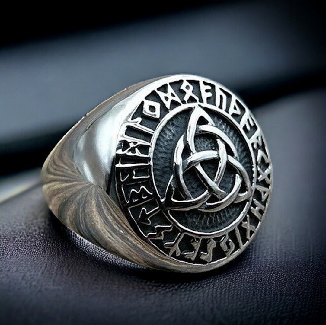 Triquetra Ring/ Viking Runes Ring/ Celtic Knot Ring/ Trinity Knot Ring ...