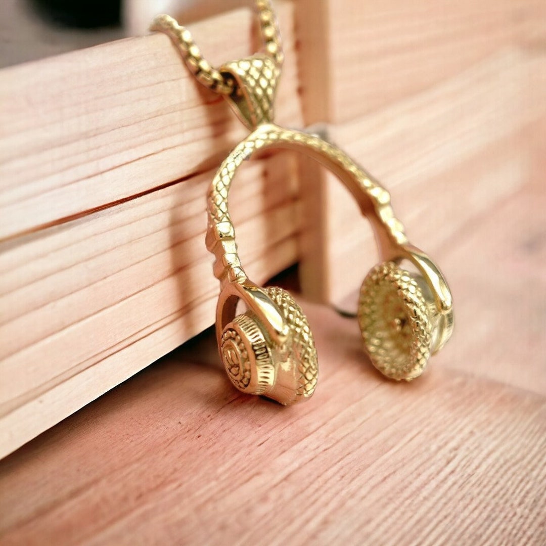 Gold Headphone Necklace/ Gold Plated Necklace/ DJ Necklace/ Rapper ...