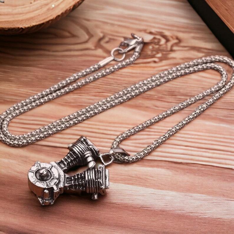 Engine Pendant Necklace/ Motorcycle Club Necklace/ Biker Necklace ...