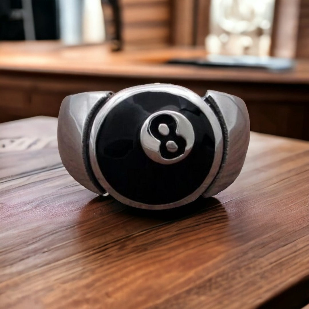 8 Ball Ring/ Billiard Ball Ring/ Snooker Ring/ Number 8 Ring/ Pool Ball ...