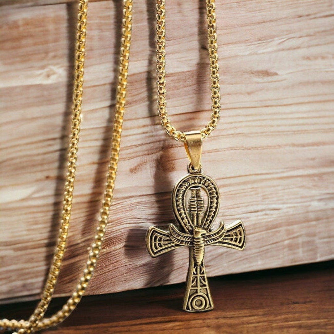 Gold Ankh Necklace/ Ankh Necklace/ Ankh Cross Pendant/ Egyptian Ankh ...